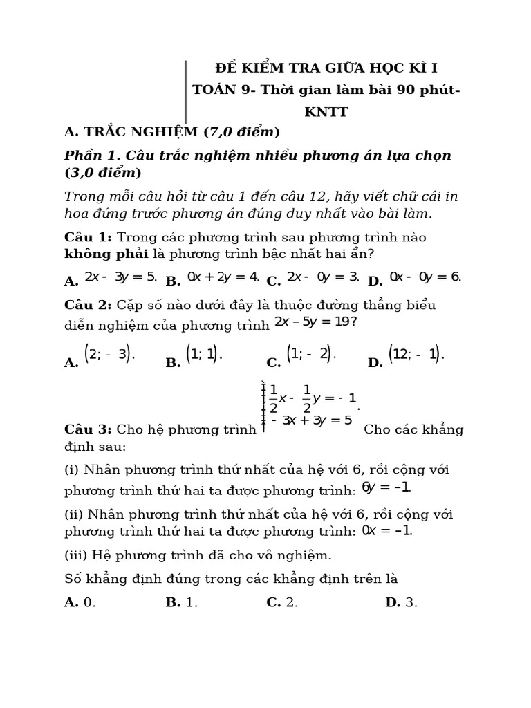 Đề Kiểm Tra Giữa Học Kì i 2 (1) | PDF