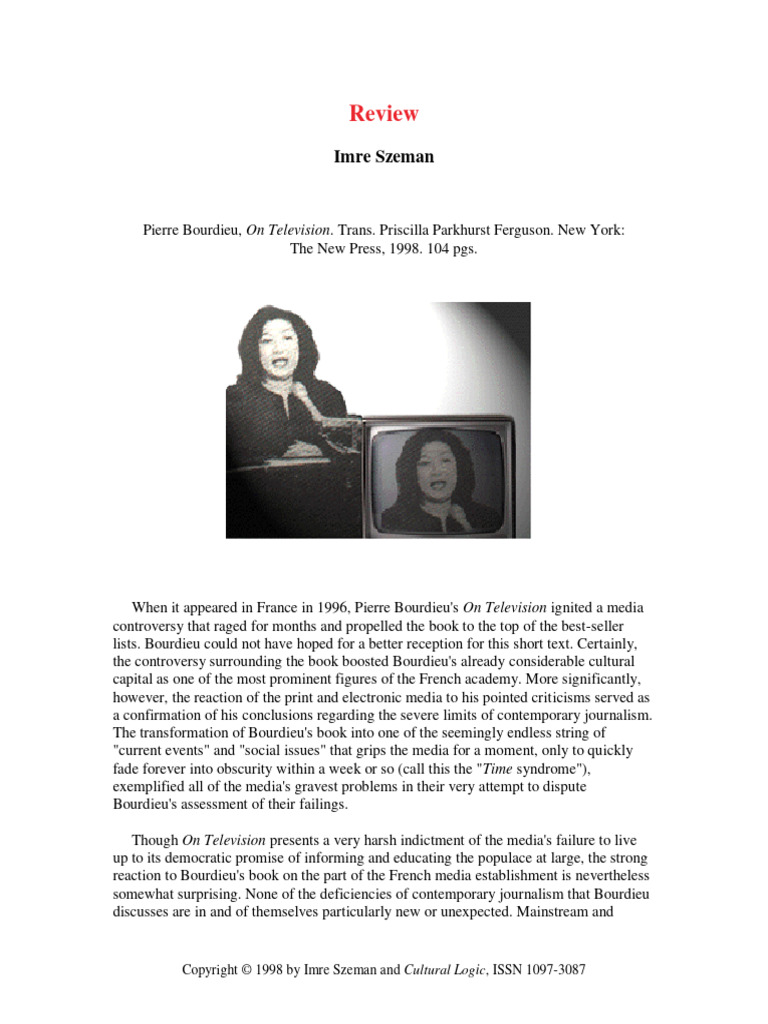 Pierre Bourdieus on Television | PDF | Reality