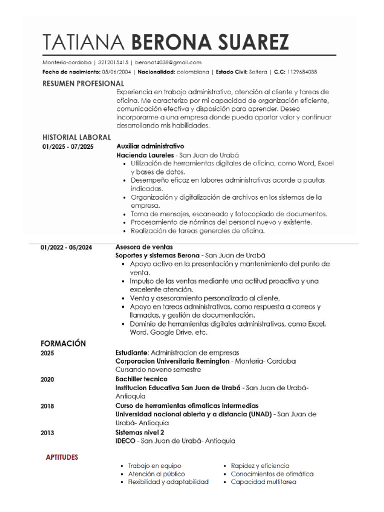 Hoja de Vida Tatiana... | PDF