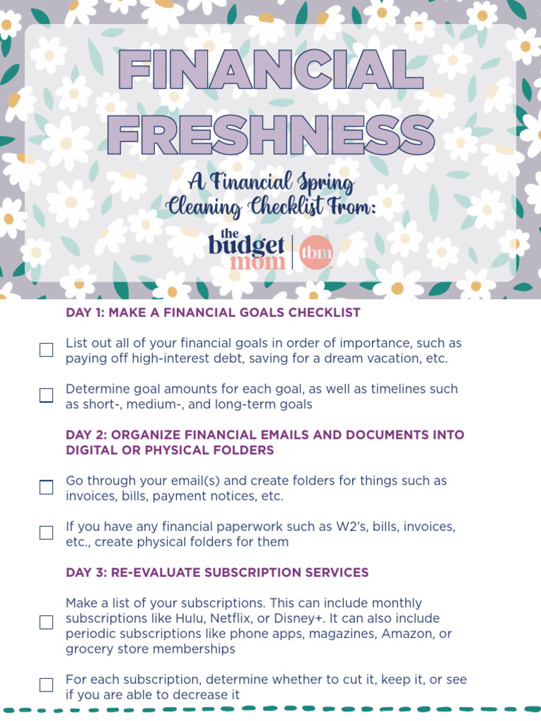 Financial-Freshness-Checklist | PDF | Wealth | Debt