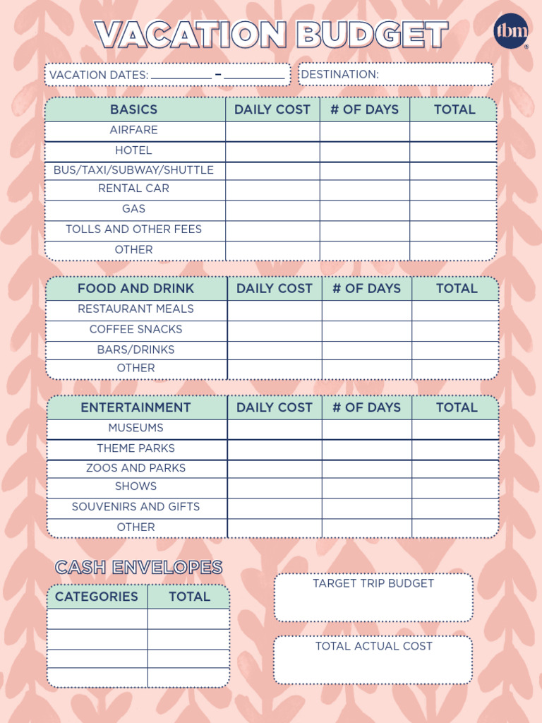 Vacation Budget | PDF