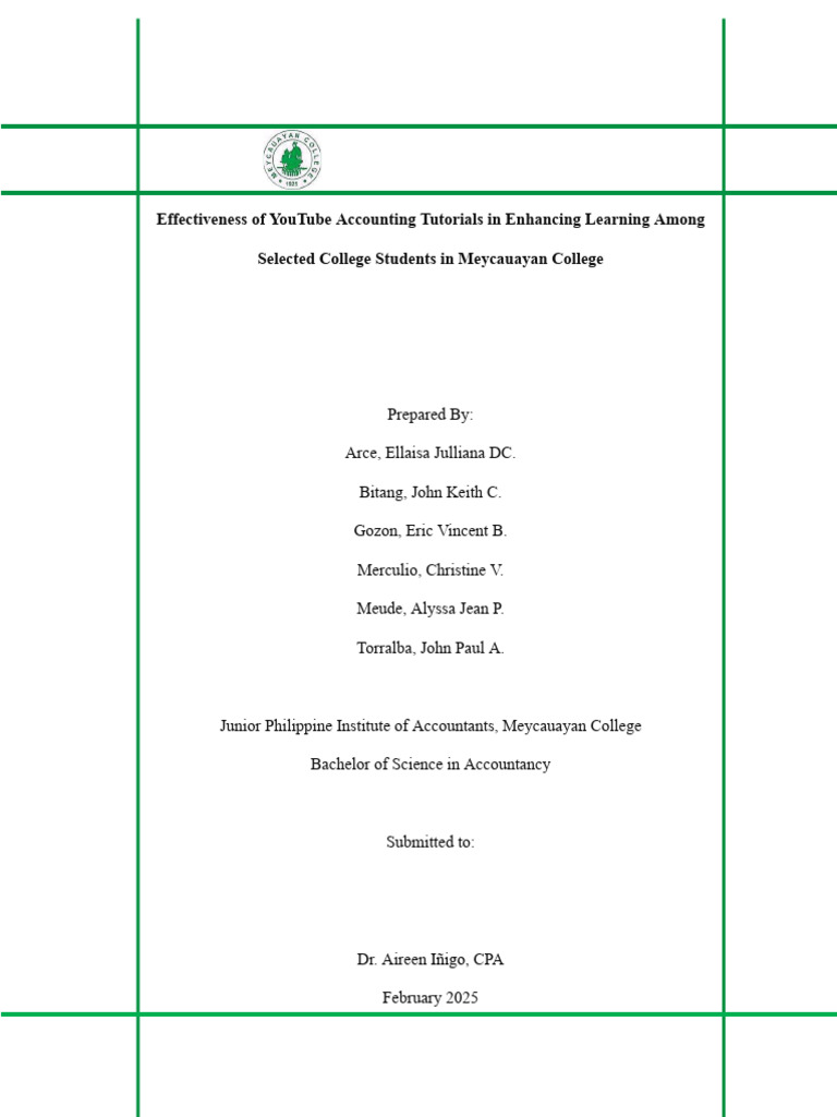 YouTube Accounting Tutorials: Student Impact | PDF | Educational ...