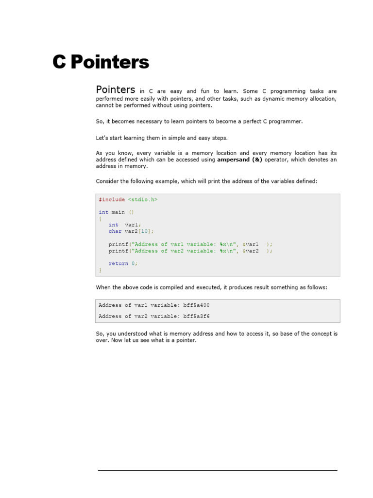 Understanding Pointers in C Programming | PDF | Pointer (Computer ...