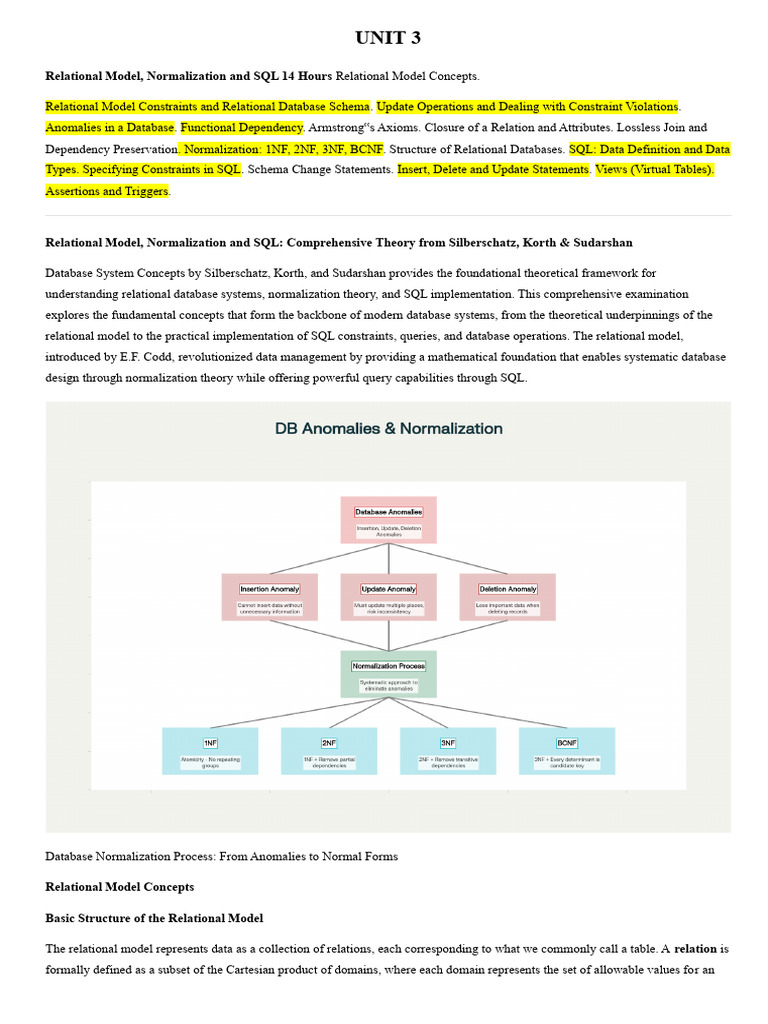 DBMS Unit 3 and Unit 4 | PDF | Relational Model | Relational Database