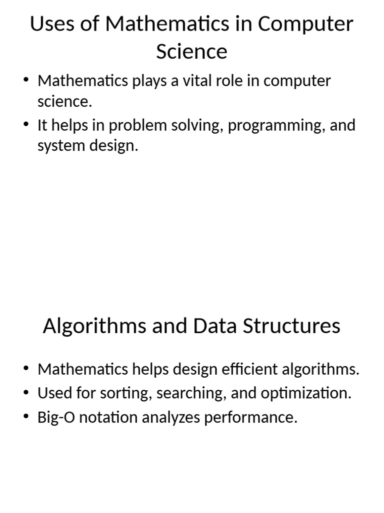 Uses of Mathematics in Computer Science | PDF