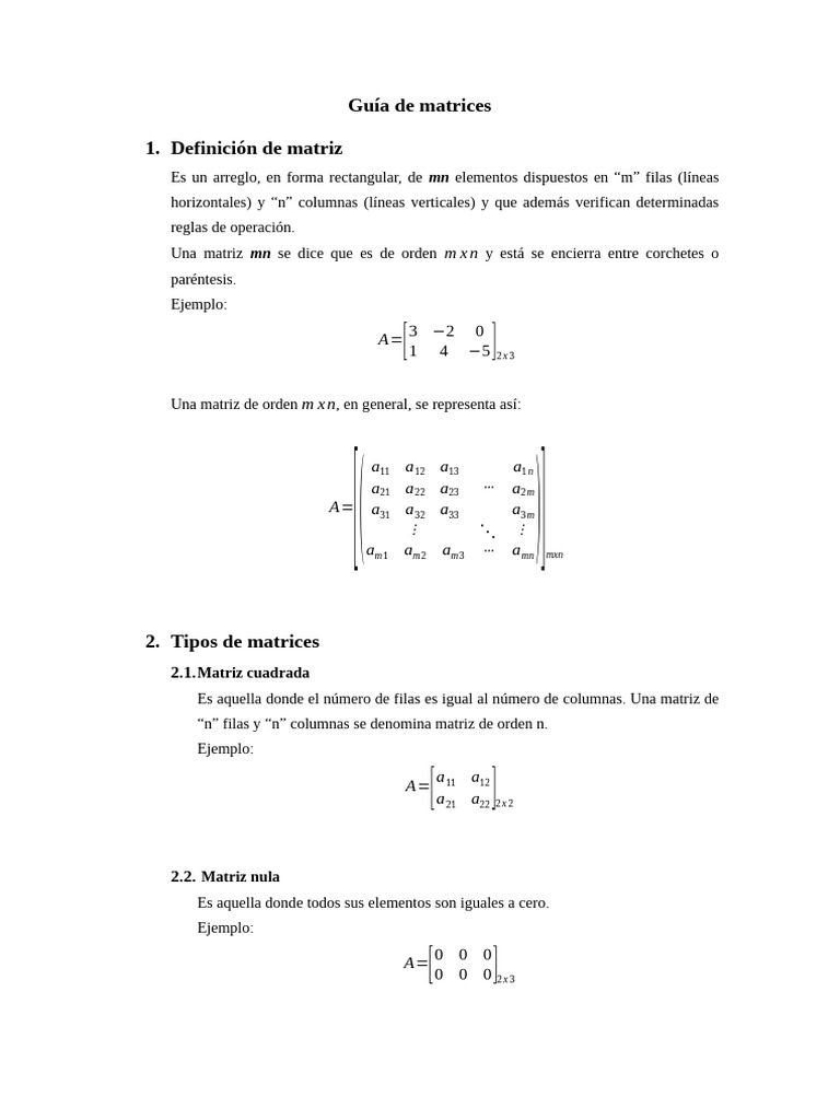 Guía de Matrices - Con Gauss-Jordan | PDF | Relaciones matematicas ...