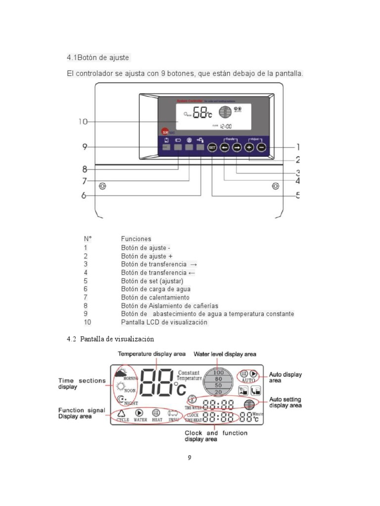 Manual Controlador Calentador Solar | PDF | Caldera | Energía solar