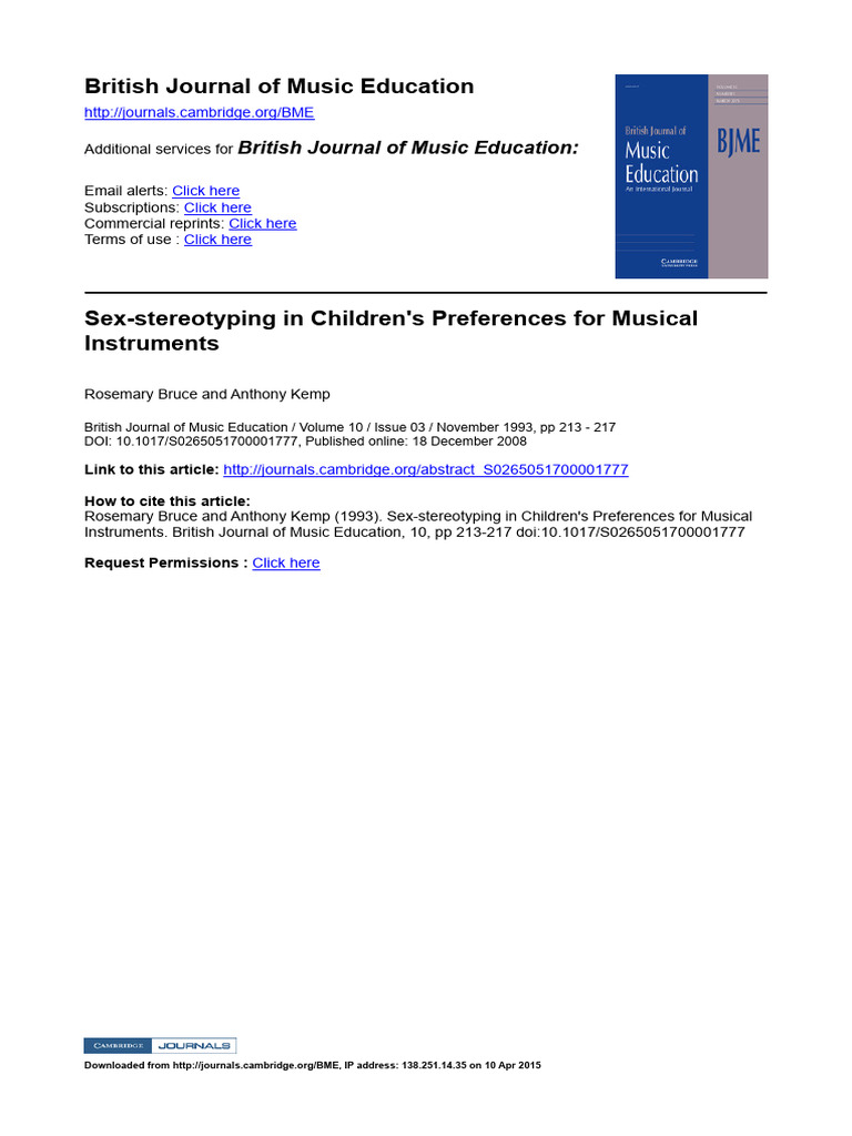 Gender Influence on Children's Music Choices | PDF | Woodwind ...