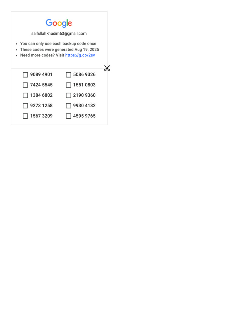 Backup Codes | PDF