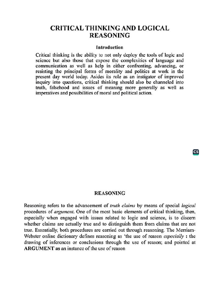 Critical & Logical Thinking! PDF by Rana Zaryab | PDF