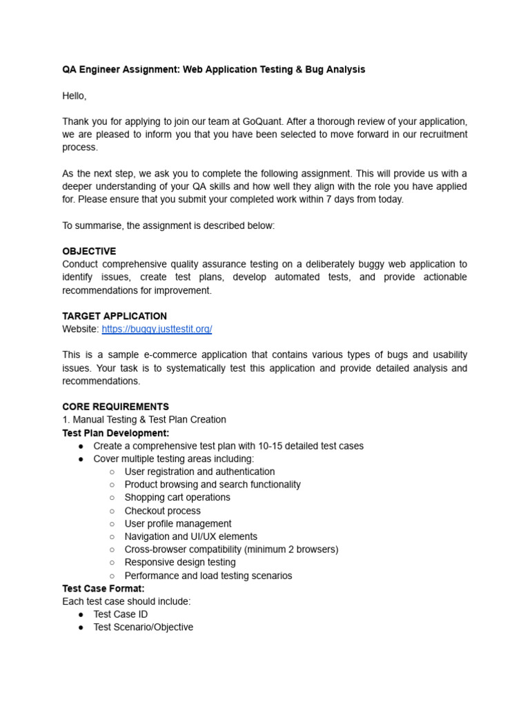 QA Engineer Assignment_ Web Application Testing & Bug Analysis.docx ...