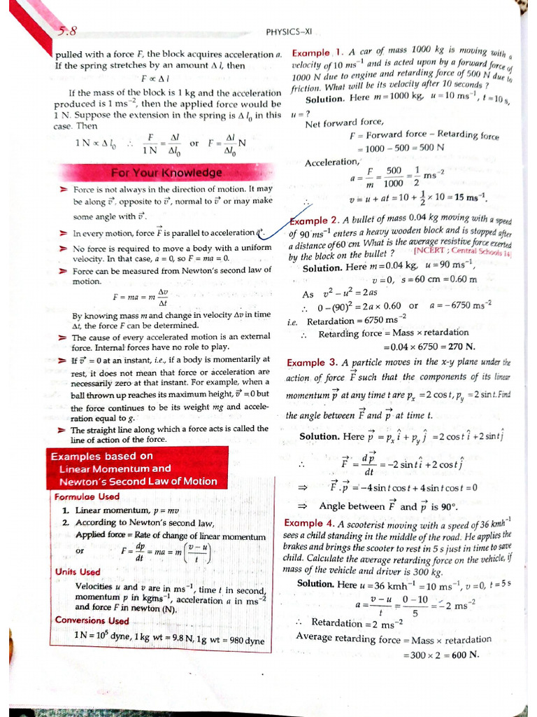 Laws of Motion SL Arora (1) | PDF