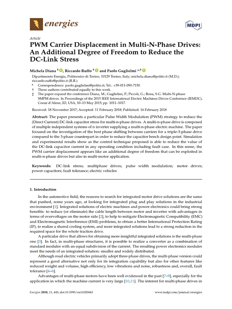 PWM Carrier Displacement in Multi-N-Phase Drives A | PDF