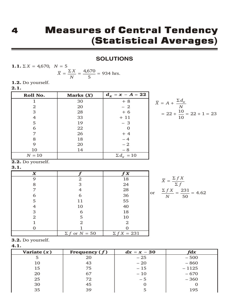 Central Tendancy (Solved Practice Questions) | PDF | Mode (Statistics ...