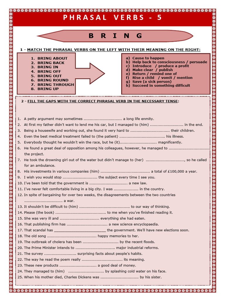 Phrasal Verbs Matching and Exercises | PDF
