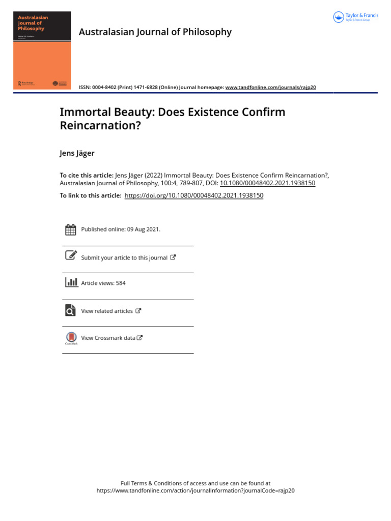 Immortal Beauty Does Existence Confirm Reincarnation | PDF | A Priori ...