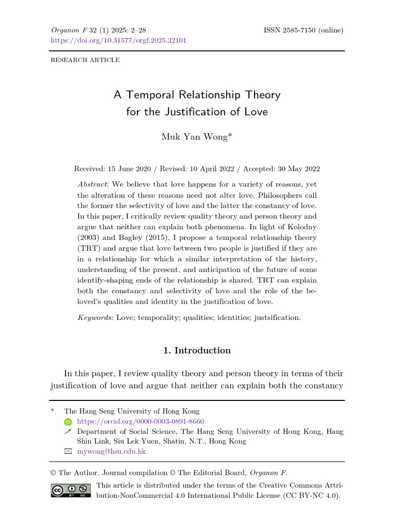 Temporal Theory of Love Justification | PDF | Love | Reason