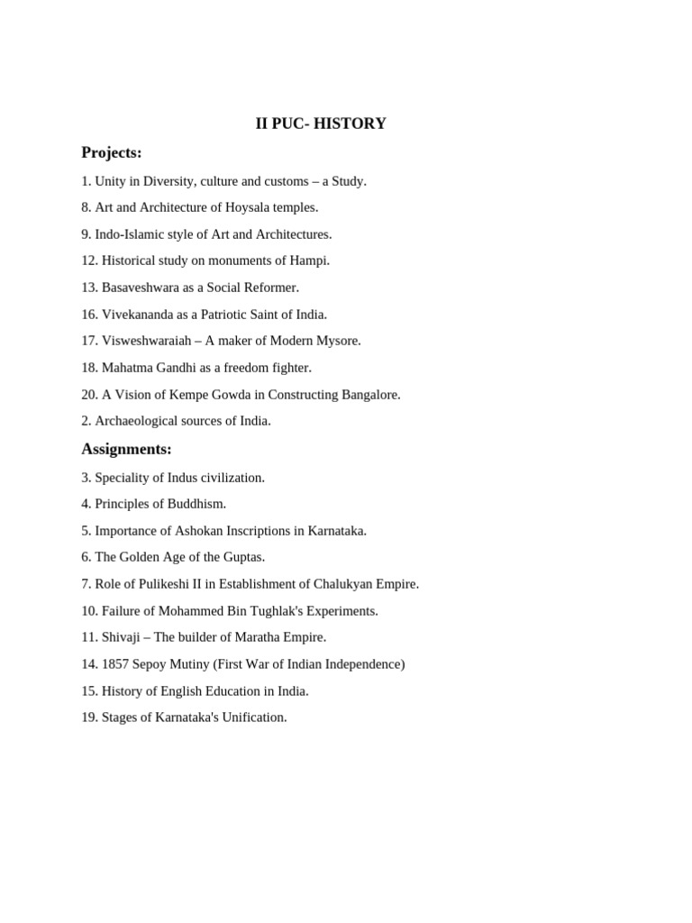II_PUC_Projects_and_Assignments_His_and_Soc | PDF