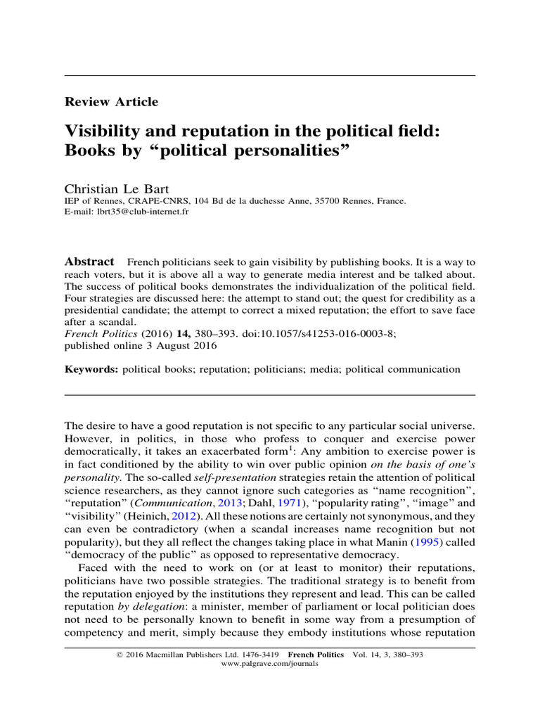 Political Books: Strategies for Reputation | PDF | Reputation