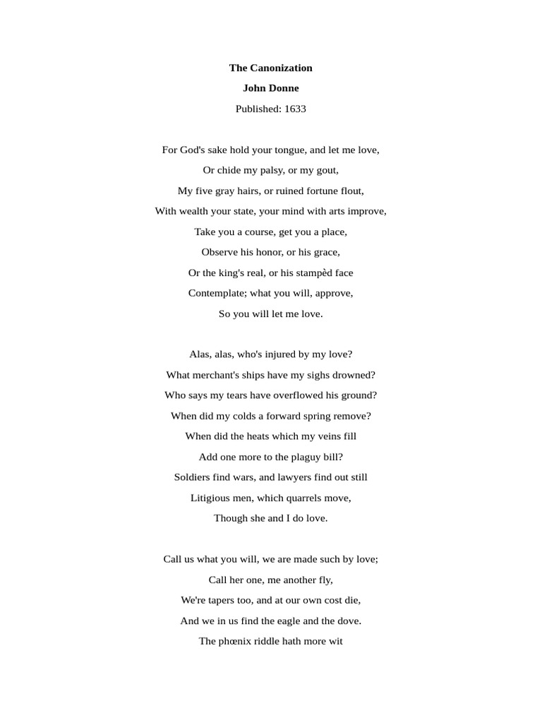 The Canonization by Donne | PDF
