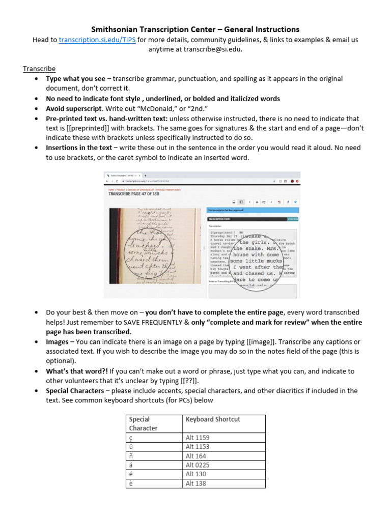 Smithsonian TC Instructions Printable | PDF | Writing | Encodings