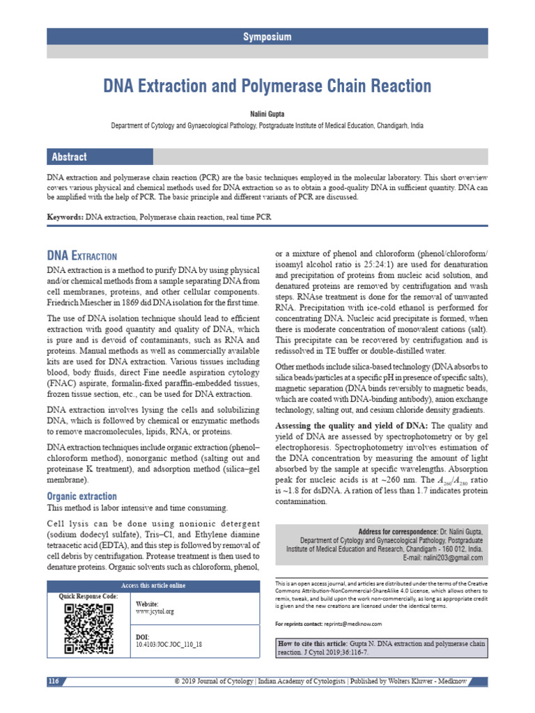 Dna Extraction and Polymerase Chain Reaction.9 | PDF | Polymerase Chain ...