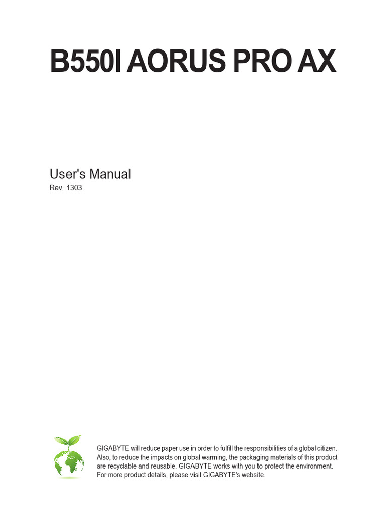 GIGABYTE B550I AORUS PRO AX Manual | PDF | Usb | Hdmi