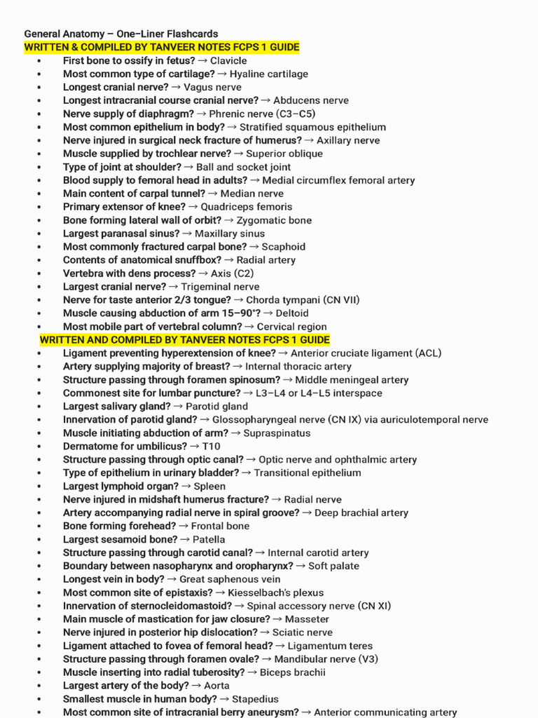 Gen Anatomy Flashcards 250907 220704 | PDF