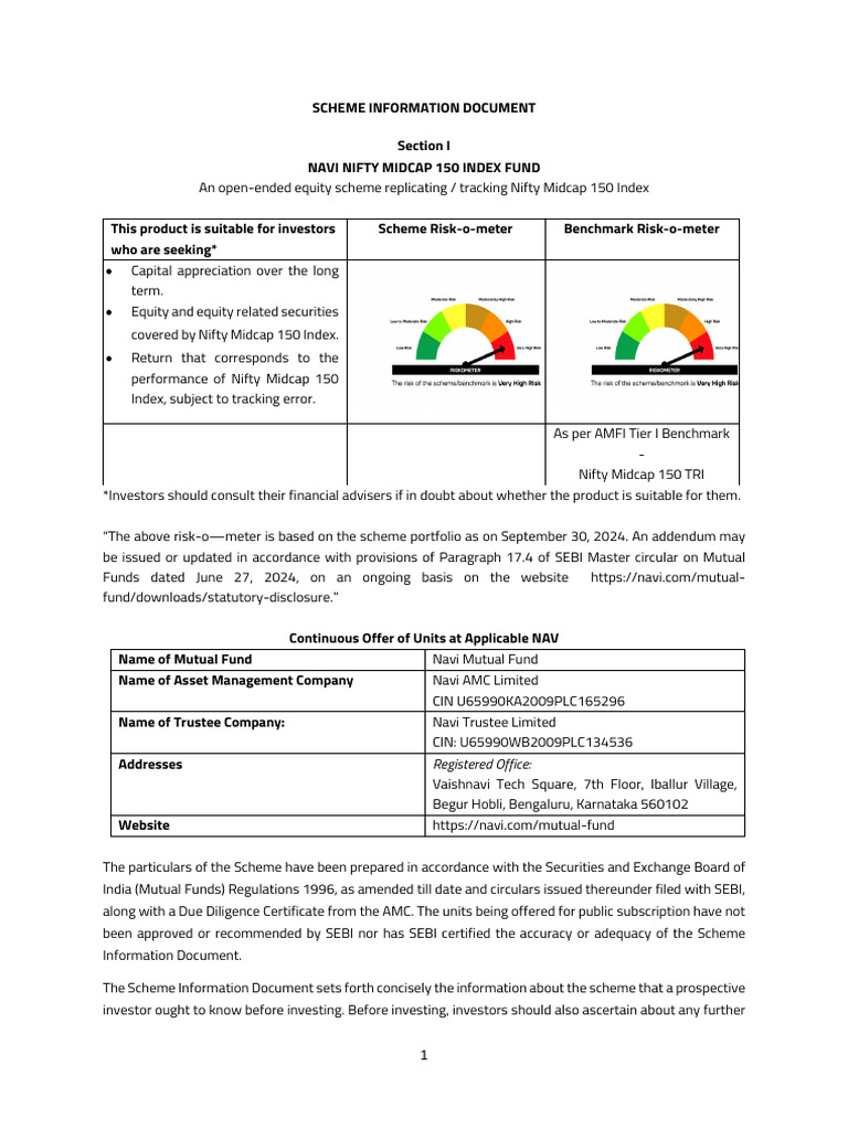 Sid SID+ +Navi+Nifty+Midcap+150+Index+Fund | PDF | Futures Contract ...