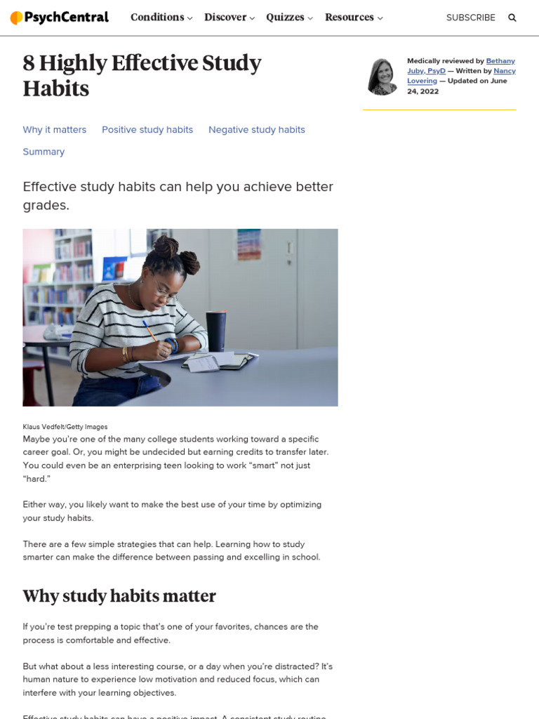 8 Evidence-Based Study Habits_ What Research Says Work _ Psych Central ...