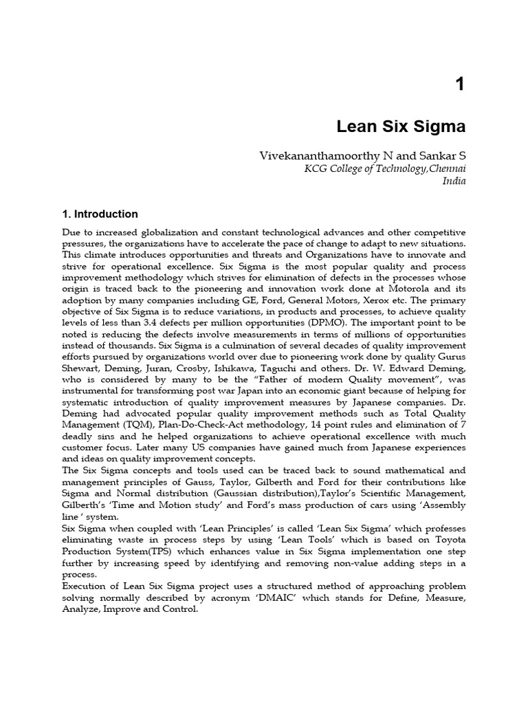 InTech-Lean_six_sigma | PDF | Six Sigma | Standard Deviation