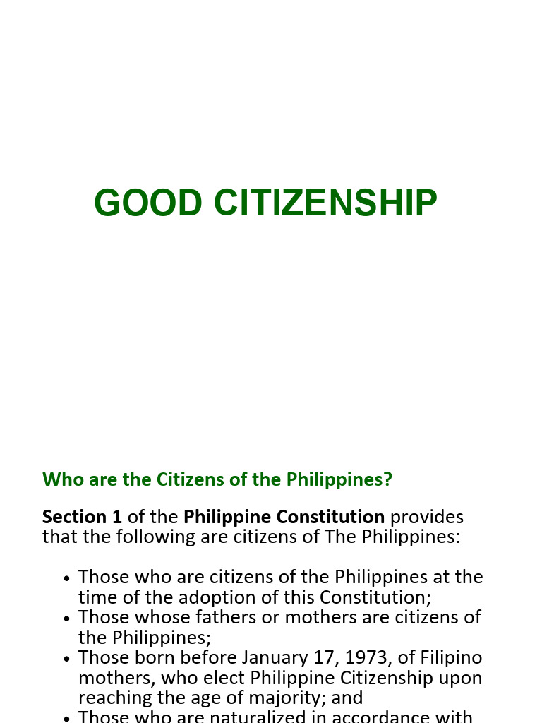 Understanding Good Citizenship in the Philippines | PDF | Citizenship ...