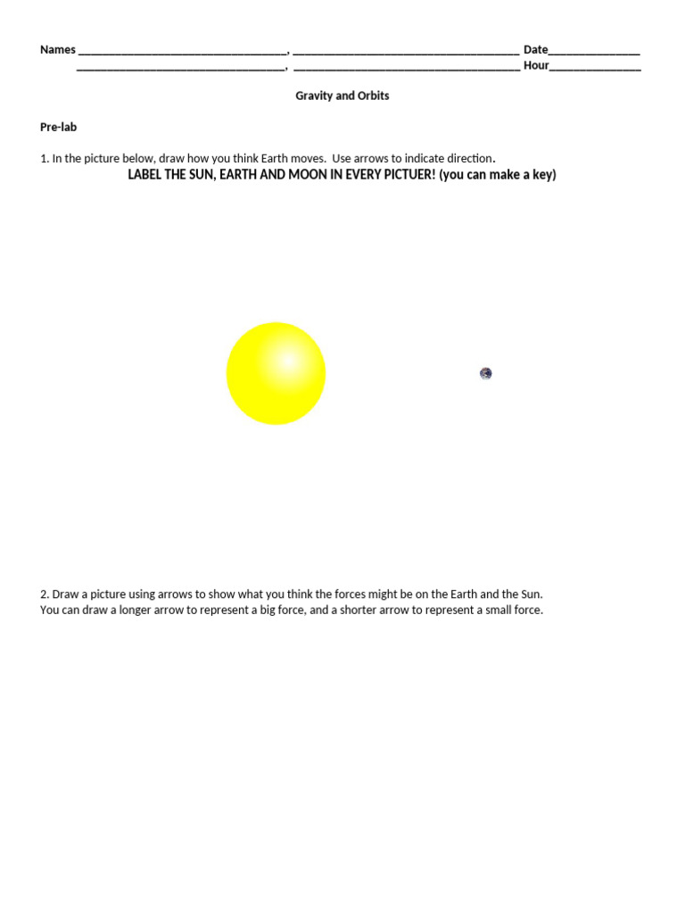 Phet Activity Orbits and Gravity | PDF | Gravity | Force