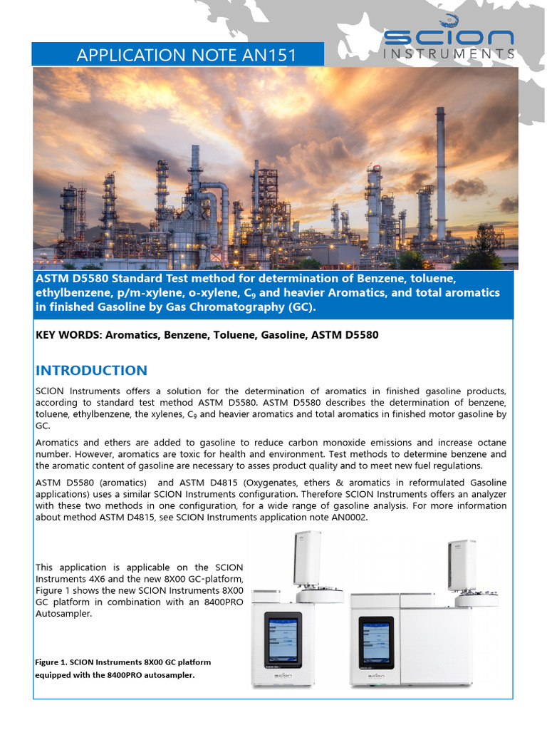 AN151 ASTM D5580 Determination of Benzene Toluene Ethylbenzene Xylenes ...