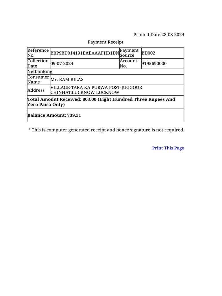 Payment Receipt | PDF