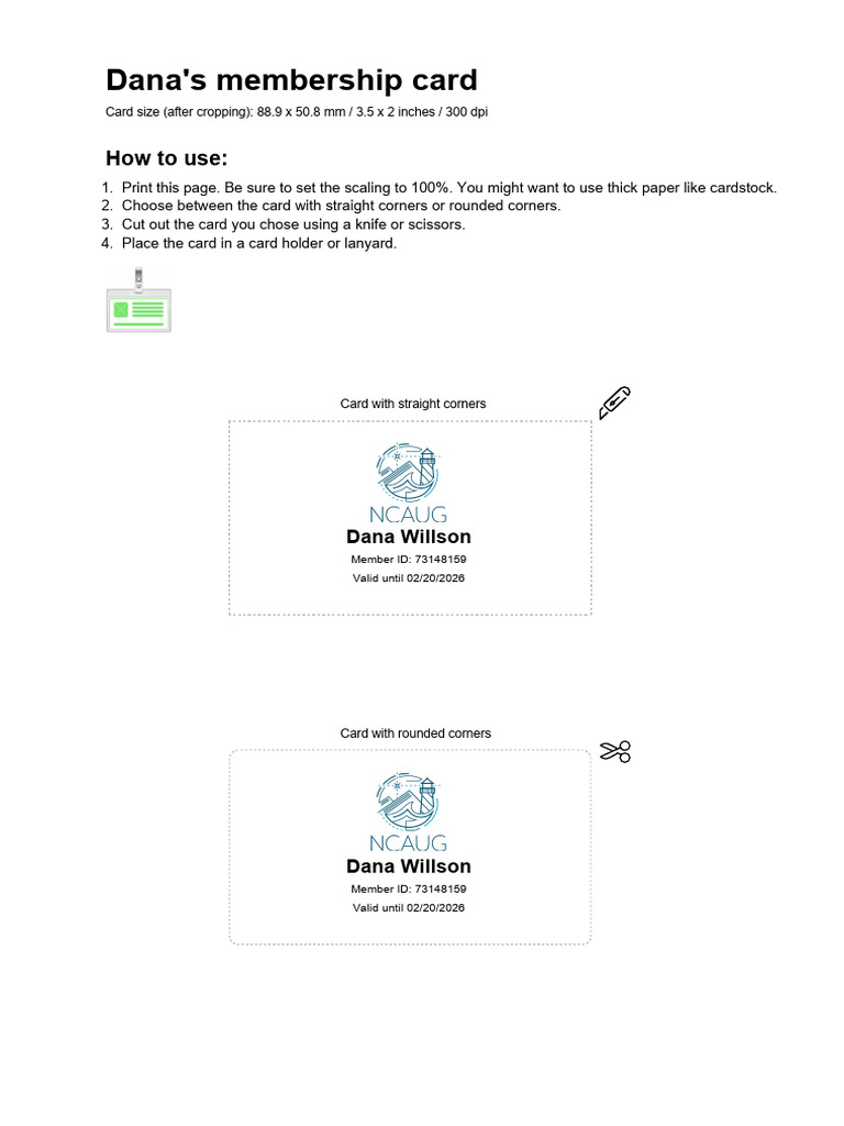 NCAUG Membership Card | PDF