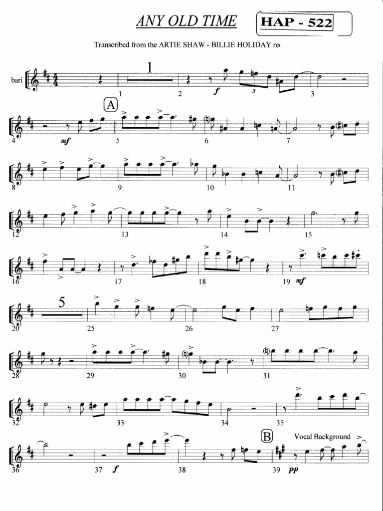 Any Old Time - Sax Bari | PDF