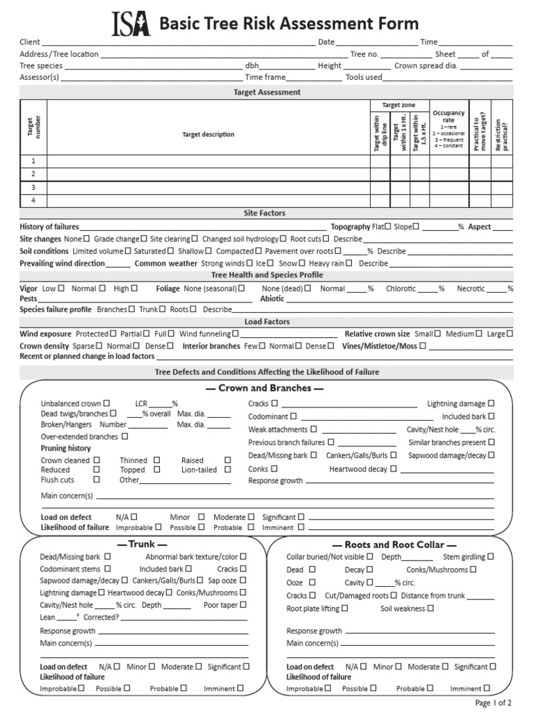 Tree Risk Assessment Checklist | PDF | Wood | Risk