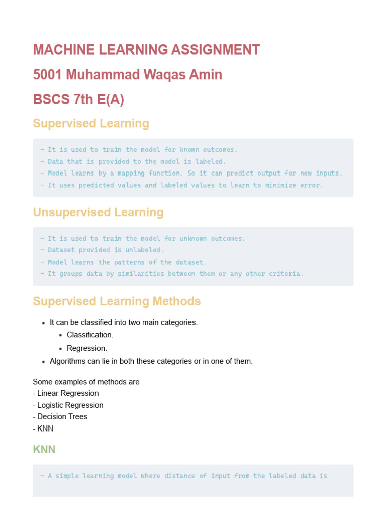 Machine Learning Assignment | PDF