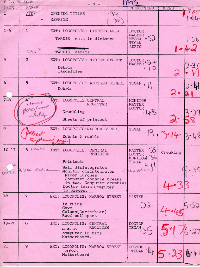 18-07 - Logopolis - Part 4 (Annotated Editing Script) | PDF