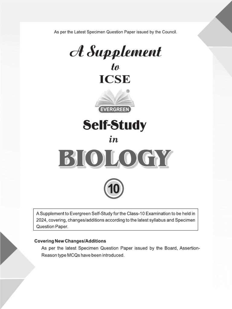 Supplement ICSE Self Study Biology-10 | PDF
