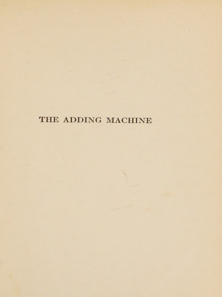 The Adding Machine | PDF