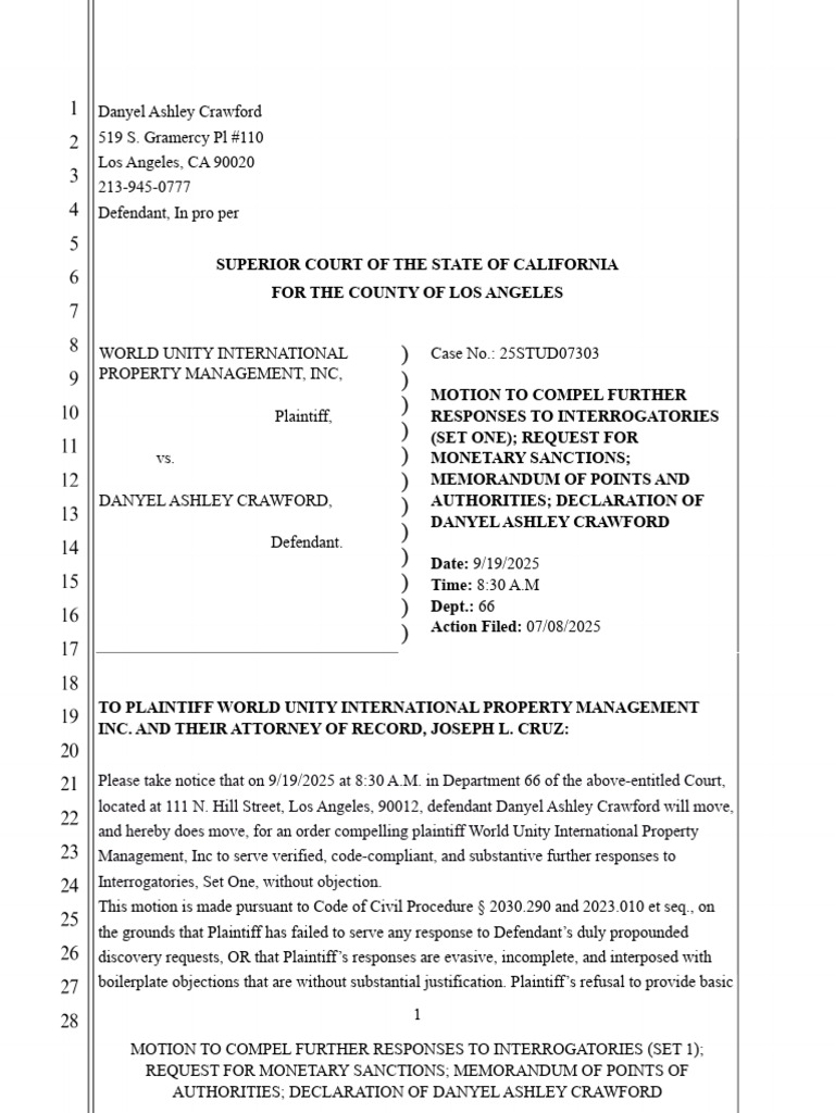Motion to Compel | PDF | Interrogatories | Discovery (Law)