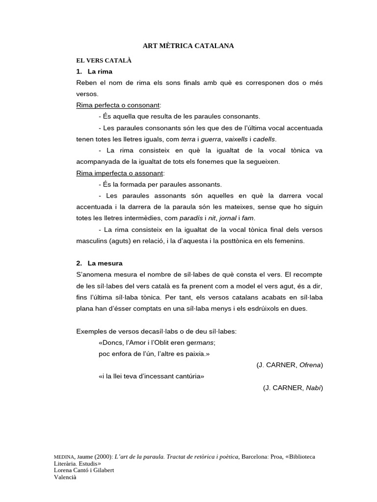 MÈTRICA (Arreglado) | PDF