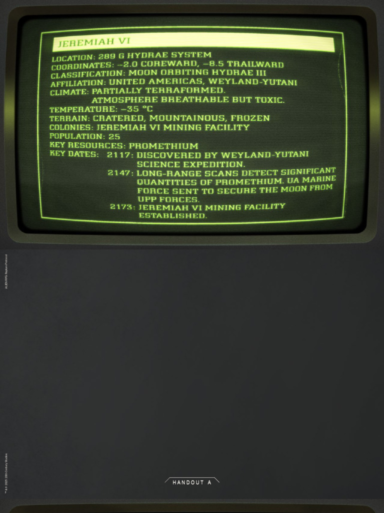 ALIEN Evolved Edition Rapture Protocol Handouts v1.0 | PDF