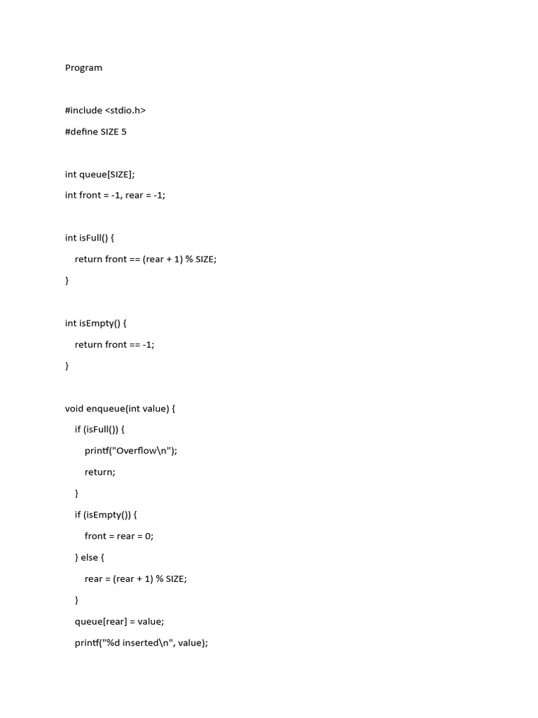 Circular Queue Implementation in C | PDF