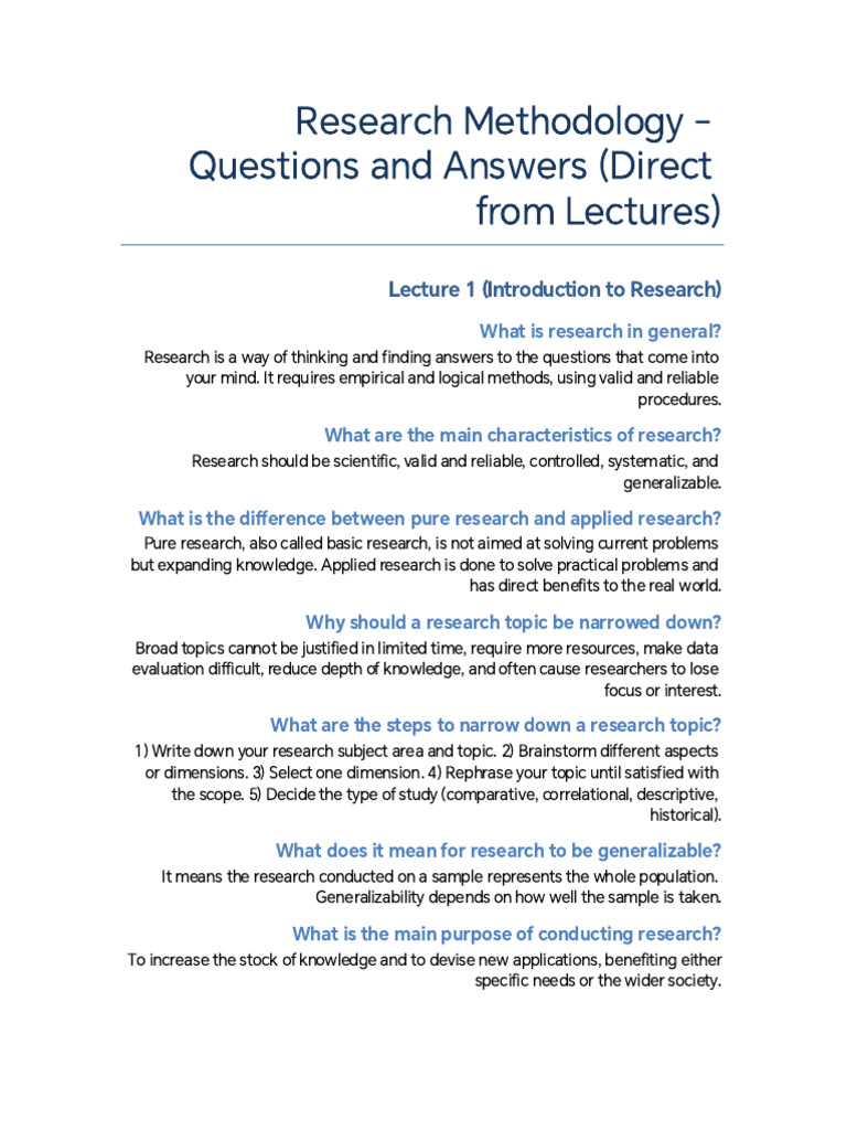Research Methodology QA Direct | PDF | Methodology | Knowledge
