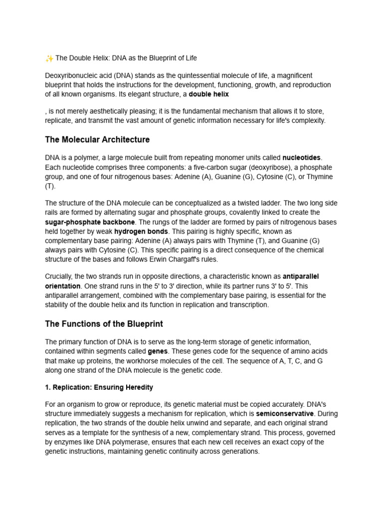 DNA: The Blueprint of Life Explained | PDF | Dna | Gene