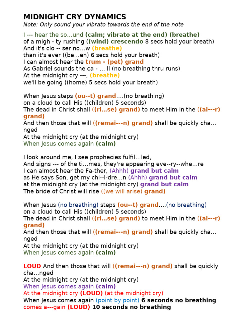 Midnight Cry Dynamics for Performance | PDF