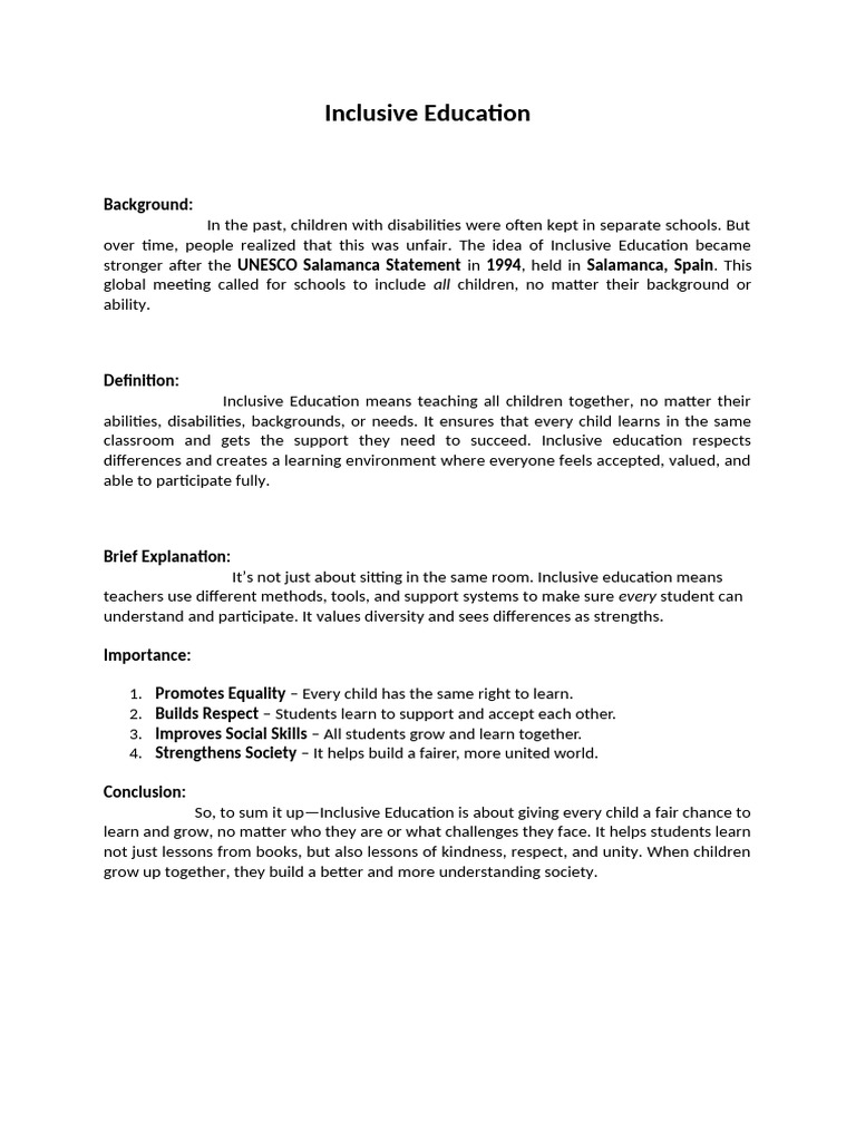 Inclusive Education | PDF